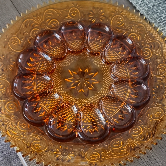 Kitchen | Vintage Indiana Amber Glass Devil Egg Plate | Poshmark